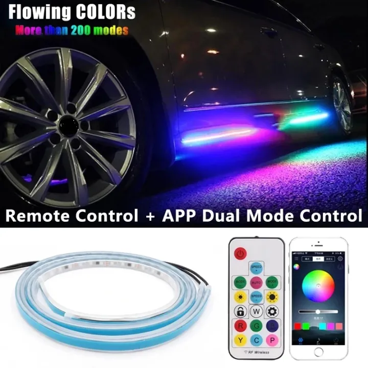 Car Color LED Flexible Streamer Flow Welcome Door Light With APP Remote ...