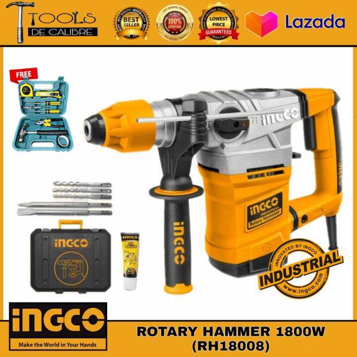 INGCO Rotary Hammer 1800W (RH18008) w/ FREE TOOLSET | Lazada PH