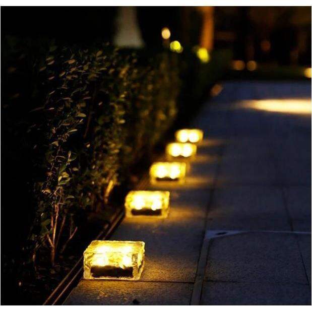 Plextone 1PC Solar Ice Lamp Glass Brick Light Cube Pathway Outdoor ...