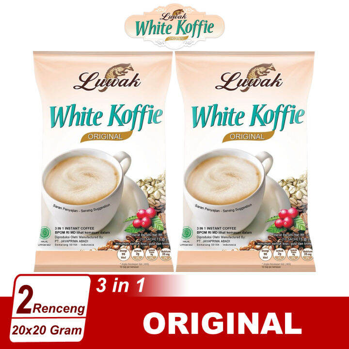 Kopi Luwak White Koffie Original 2 Renceng [20 Pcs - 20gr] / Kopi Instant 3 in 1 / Luwak White ...