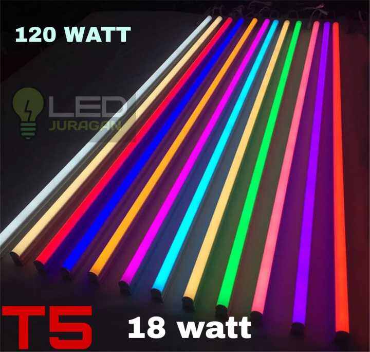 LAMPU NEON T5 LED 18 WATT 120 CM TUBE WARNA WARNI MODEL KOTAK / NEON ...