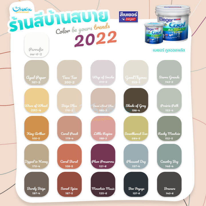 Beger สี 2022 รวมสียอดฮิต ถังเล็ก ถังใหญ่ ครบจบ รุ่นคูลออลพลัสภายใน ...