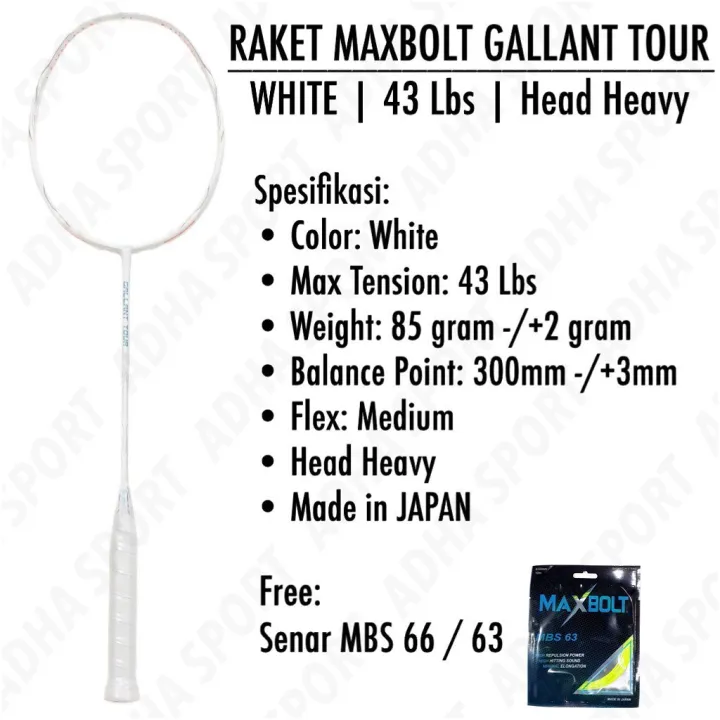 Raket Badminton Maxbolt Gallant Tour White Original Bulutangkis Adha ...