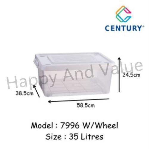 Century Transparent Storage Box With Wheel 35L | Lazada