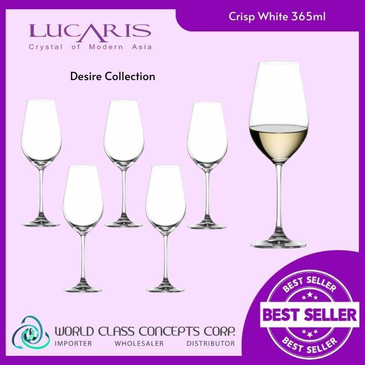 Lucaris Glassware Crystal Fancy Glass Desire Crisp White 12 3/4oz / 365ml Set of 6 | Lazada PH