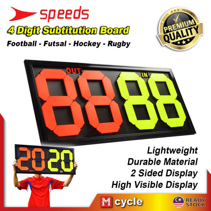 SPEEDS Player Change Board PVC Two Sides 4 Digit Football Substitute ...