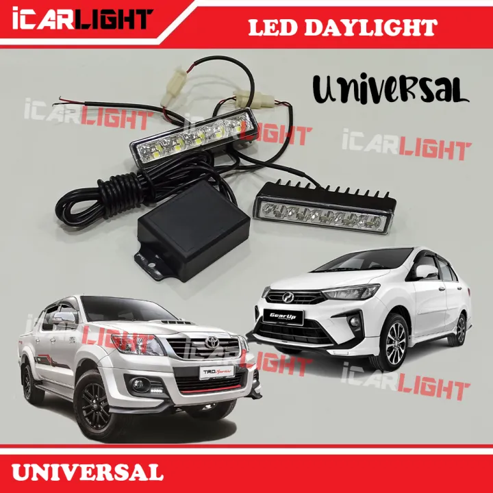 Universal LED Daylight 12V External Car LED Lights DRL Perodua Bezza ...