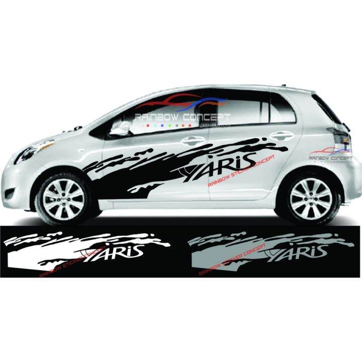 stiker cutting mobil toyota yaris new/old sticker motif lumpur side ...