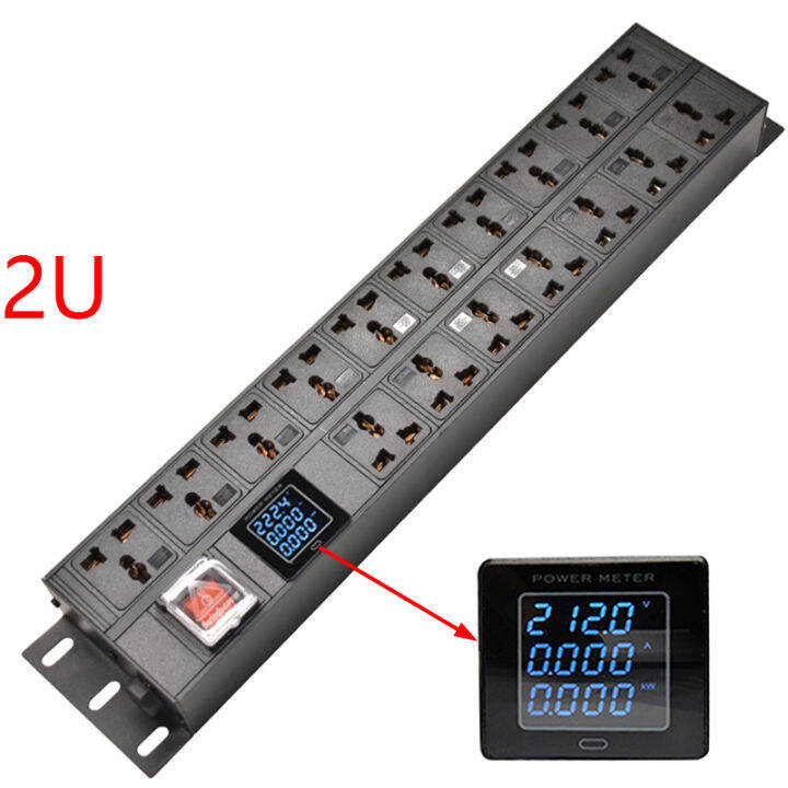 2U Double row PDU power strip 16 bit universal socket 10A Surge ...