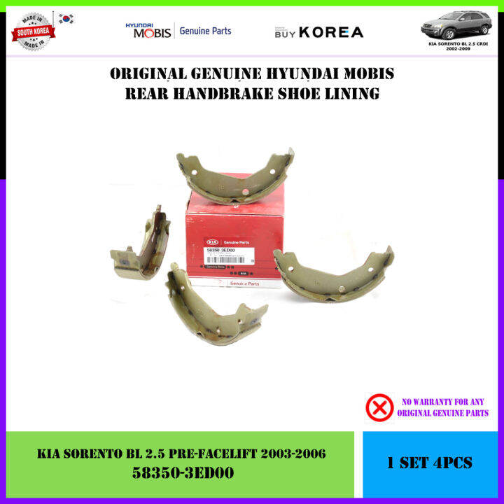 Kia Sorento BL 2.5 Genuine Hyundai Mobis Rear Handbrake Lining (58350 ...