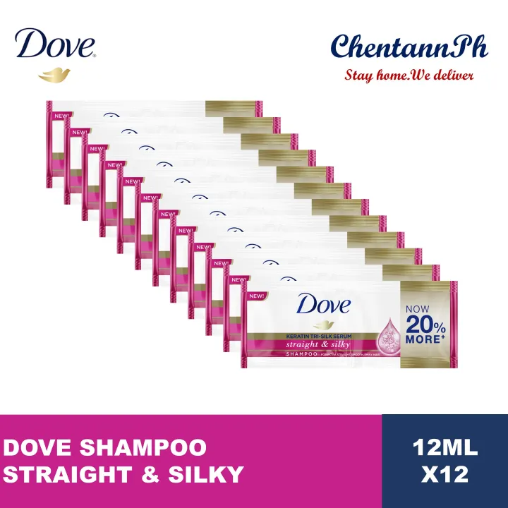 DOVE PINK Shampoo Silky & Straight Keratin Tri-Silk Serum Shampoo 12 ML X 12 PIECES | Lazada PH