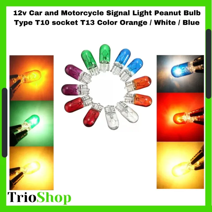 12v Car and Motorcycle Signal Light Peanut Bulb Type T10 socket T13 ...