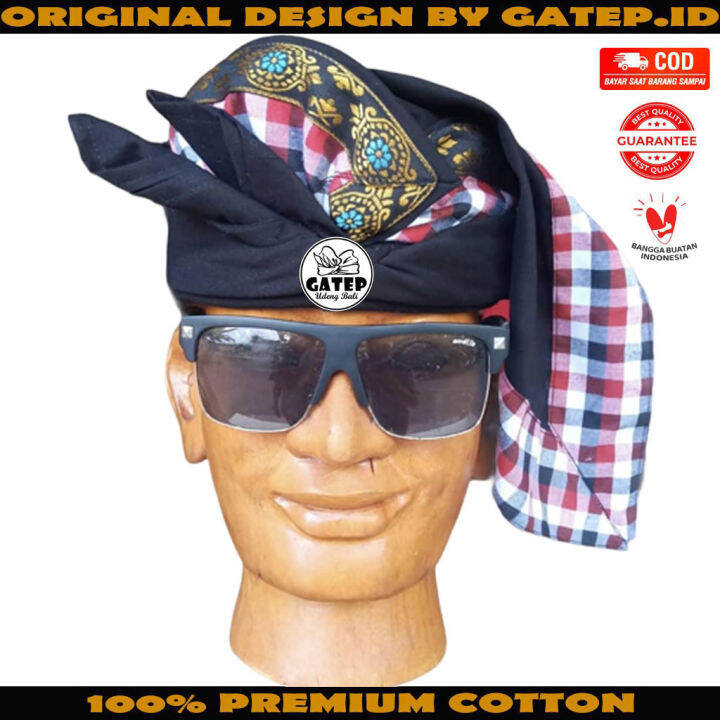 Udeng Bali Pecalang Keamanan Hansip Hitam Tepi Kotak Lis Tameng Setengah Jadi - Iket Bali Pria ...