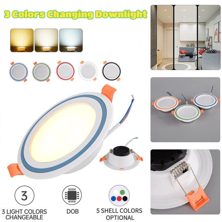 Downlight Ceiling Light Recessed Pin Light LED Tricolor 5W Round Panel ...