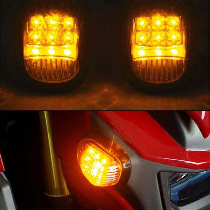 [100% Original+Limited Offer] 2x 12V Amber Motorcycle 9 LED Flush Mount Turn Signals Indicators ...
