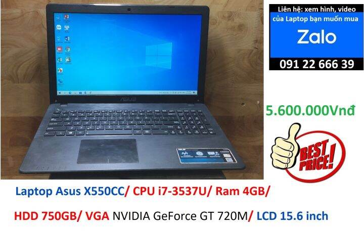 Laptop Asus X550CC/ CPU i7-3537U/ Ram 4GB/ HDD 750GB/ VGA NVIDIA ...