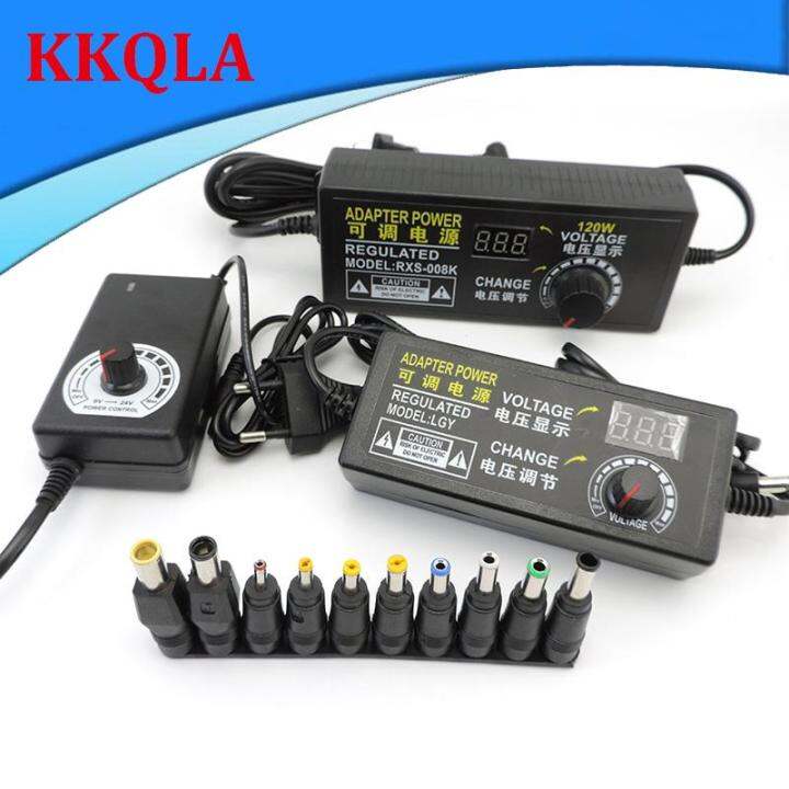 QKKQLA Adjustable Power Supply Adapter AC To DC 3V 12V 5V 6V 8v 18v 24V 9V 24V 1A 2A 3A ...