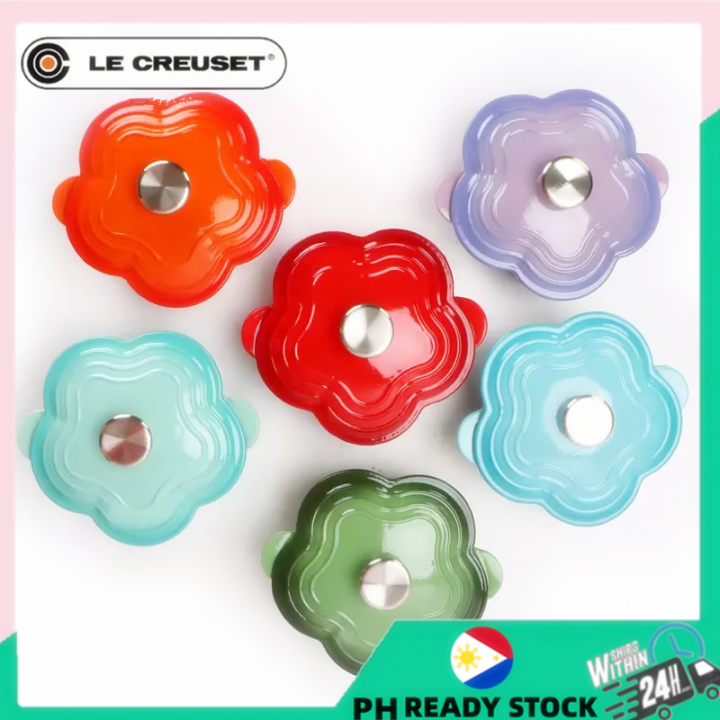 PH inventory French Le Creuset cast iron enamel pot flower -shaped ...