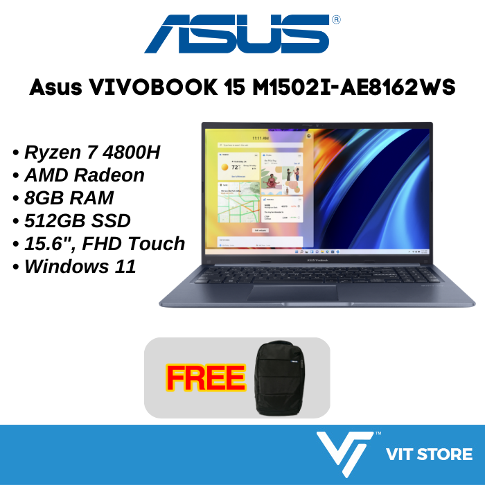 Asus Vivobook 15 M1502I-AE8162WS Laptop Quiet Blue (AMD Ryzen 7 4800H ...