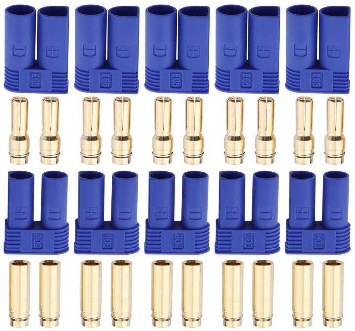 5 Pairs Ec5 Banana Plug Connectors Female Male 5.0mm Gold Bullet Connector For Rc Esc Lipo ...