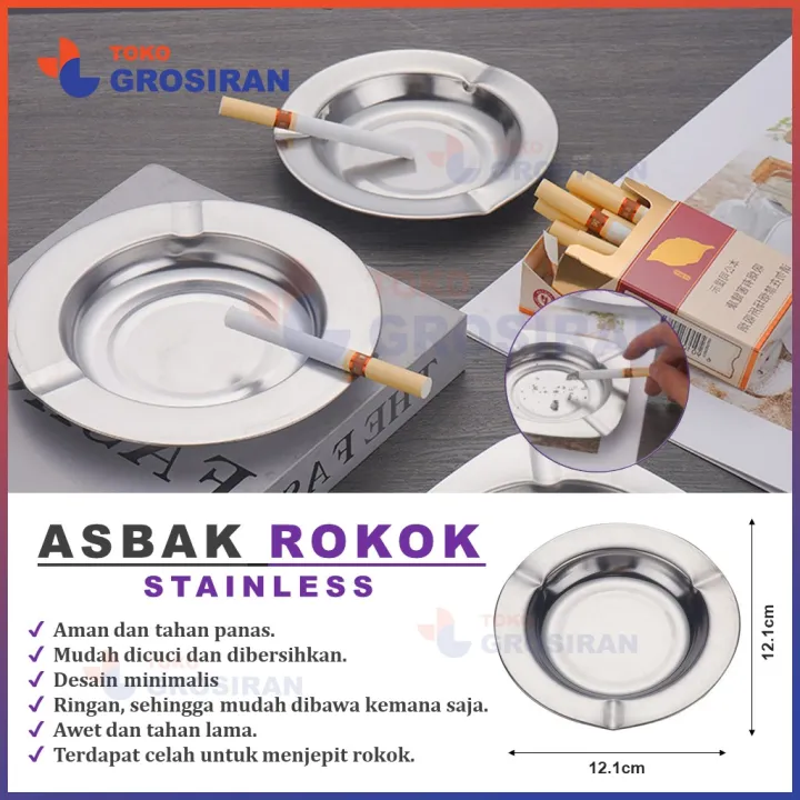 Asbak Rokok Stainless bulat wadah abu roko seng portable cigarette ...
