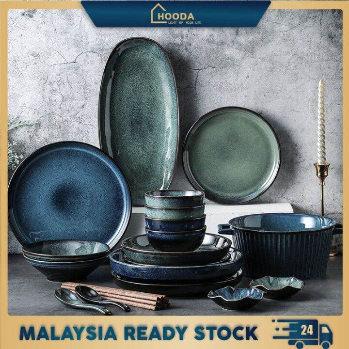 Premium Ceramic Kiln Foggy Series Bowl Plate Set Rice Bowl Noodle Bowl ...