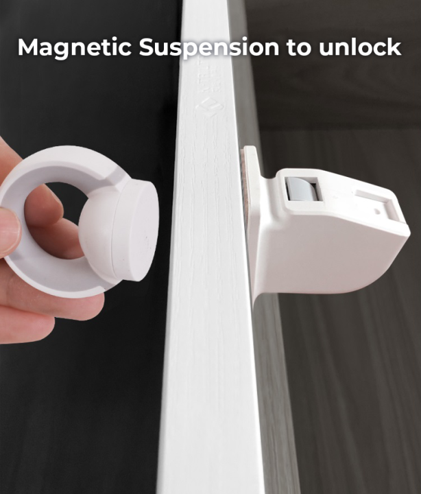 [SG SELLER] 4 piece 1 magnet key Drawer magnetic safety lock to prevent ...