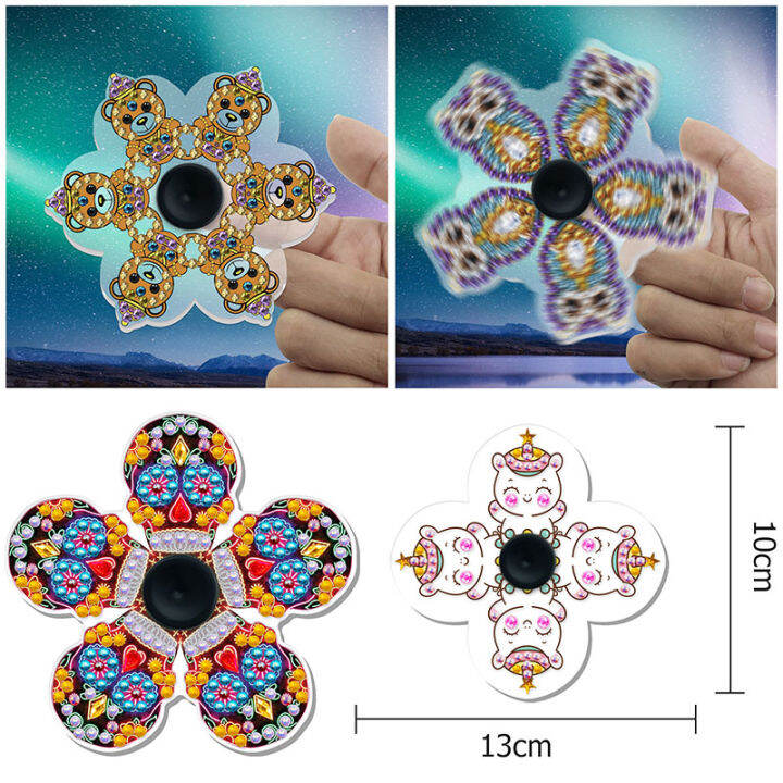 DIY Fidget Spinner 5D Diamond Painting Gyro Cartoon National Flag Cross ...