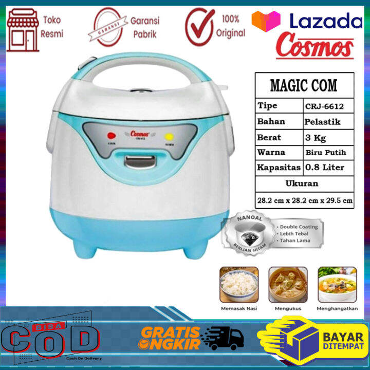 MAGIC COM RICE COOKER COSMOS CRJ 6612 - Biru Muda/Magic com multi guna ...