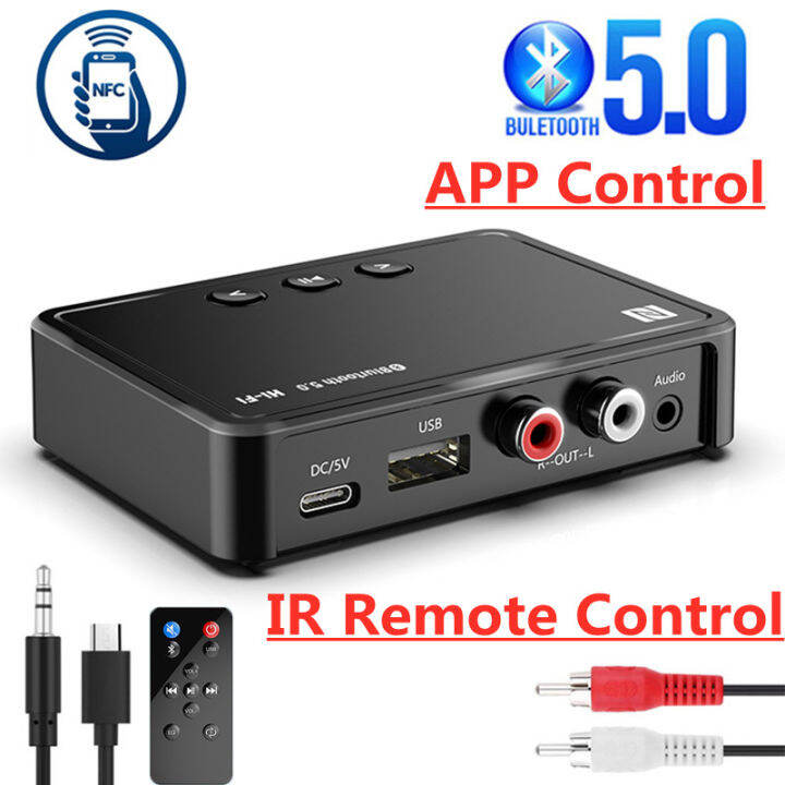 NFC Bluetooth 5.0 Audio Receiver APP and IR Control 3.5mm AUX RCA Stereo Auto Wireless Adapter ...