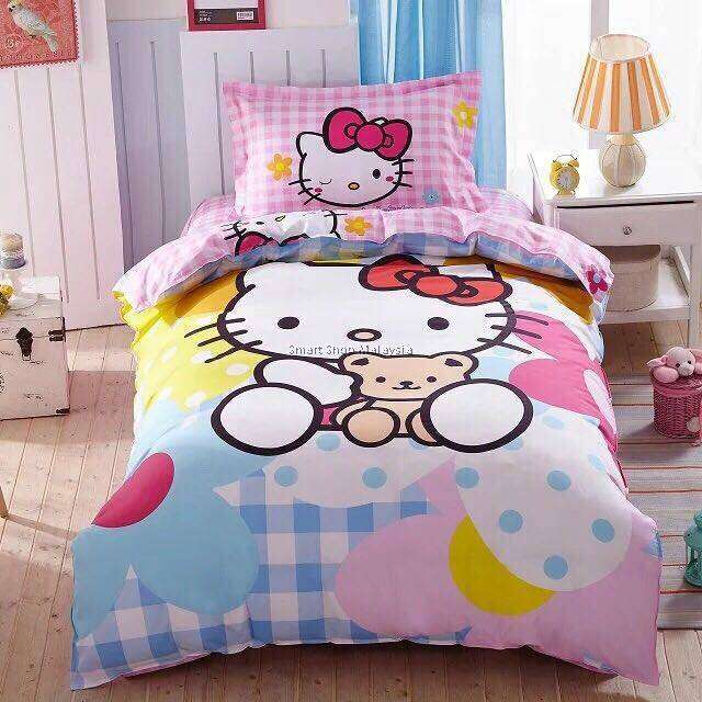 Cadar 100% Fine Fabric Material Kartun Animasi Katil Bujang Set 5 in 1 ...