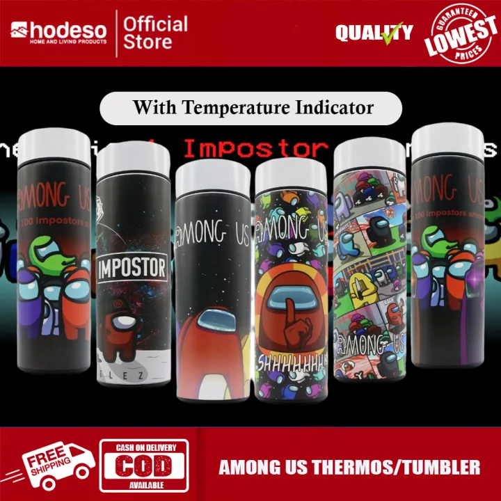 Hodeso 500ml Tumbler, 4mong Us Game Characters Cartoon Thermos With LED ...