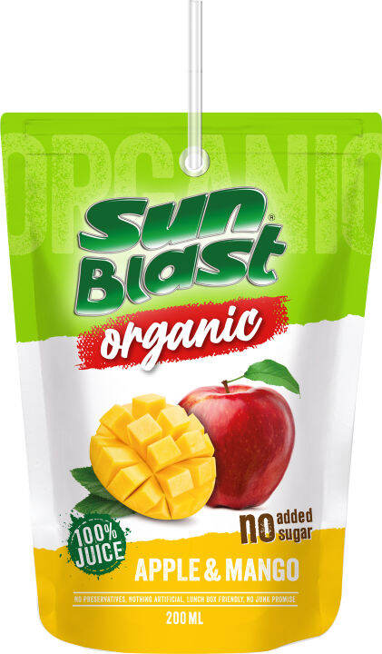 Sunblast Organic 100% Apple Mango Juice 200ml | Lazada