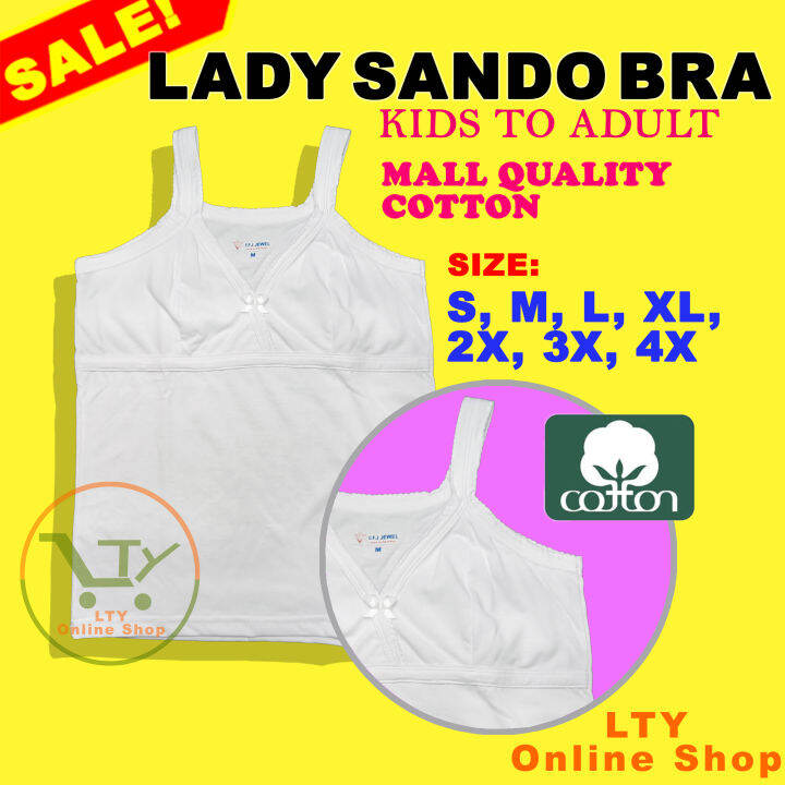 3PCS Lady Sando Bra Cotton White Kids Girls Teens Ladies Adult ( EFJ Jewel ) 3XS 2XS S M L XL 2X ...