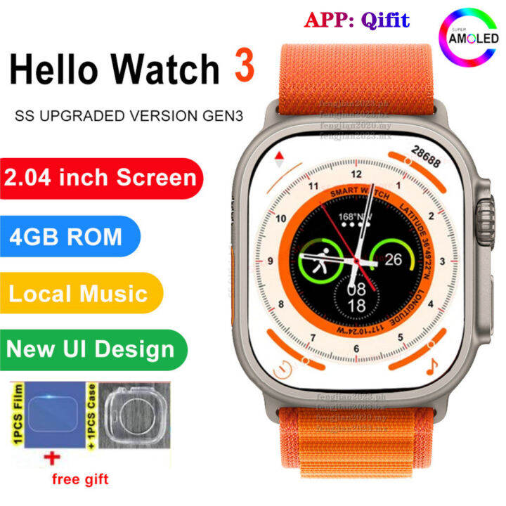 Hello Watch 3 Amoled Smart Watch Men H12 Ultra Plus 49mm 1:1 Series 8 ...