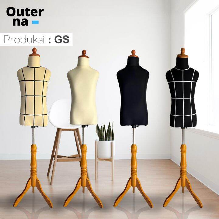Manekin anak lapis busa hitam/krem kaki kayu/besi | Lazada Indonesia