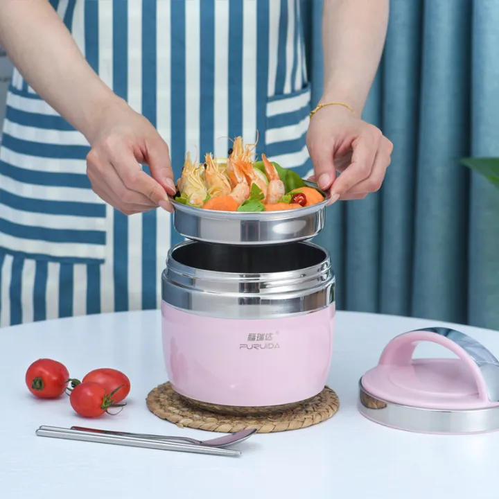 Portable 304 stainless steel lunch box for 1 student, adult, double ...