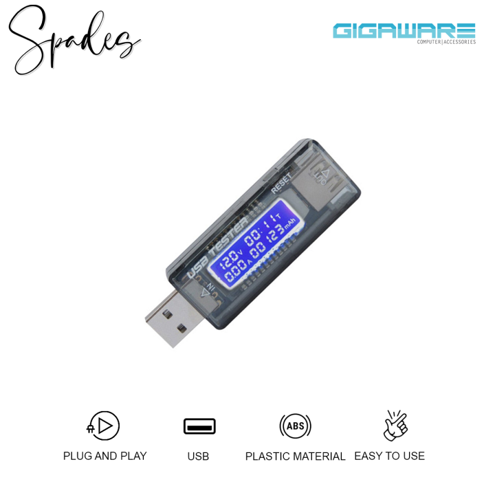 Gigaware USB Tester DC Digital Voltmeter Voltage Current Meter Ammeter ...