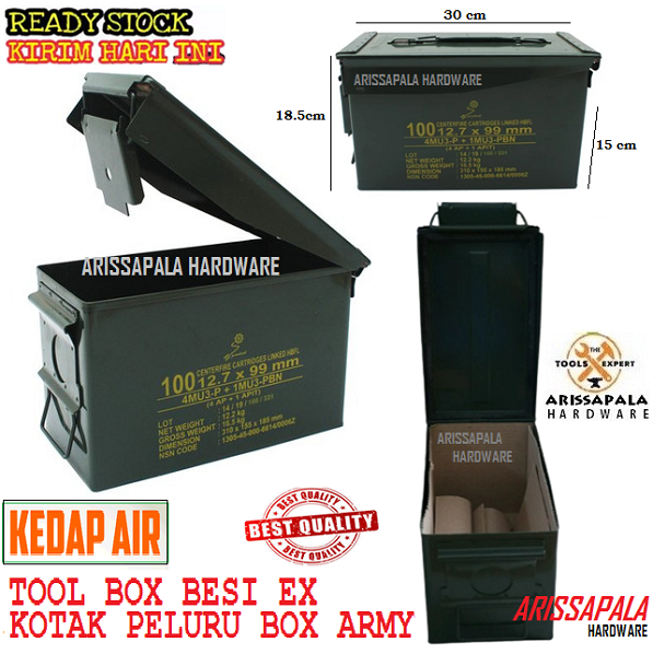 Tool Box Besi Kotak Perkakas Box Peluru Army Pindad Tempat Penyimpanan ...