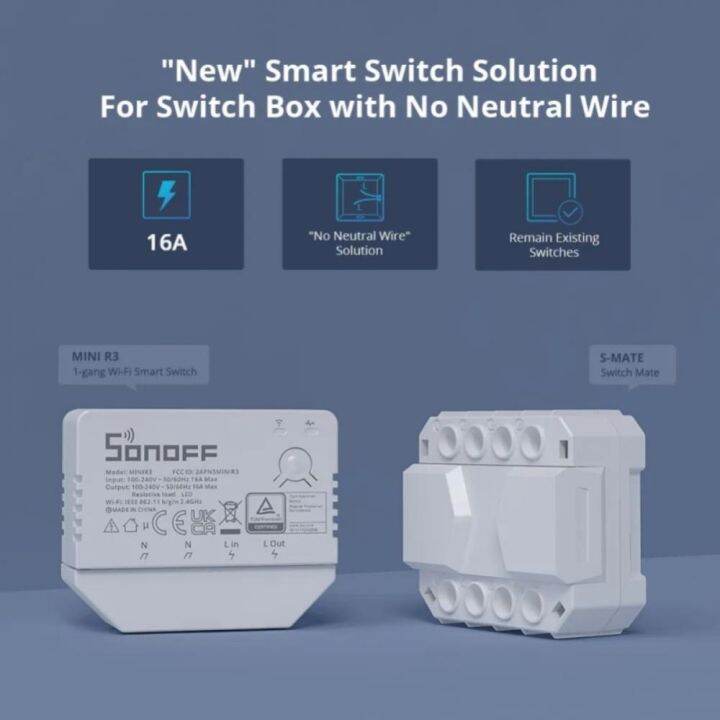 SONOFF MINI R3 16A Smart Switch REST API No Neutral Line Solution With ...