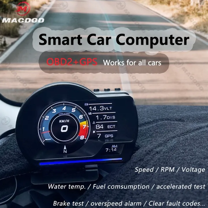 Smart Car Computer Speed Head Up Display P6 HUD OBD2+GPS RPM Gauge ...