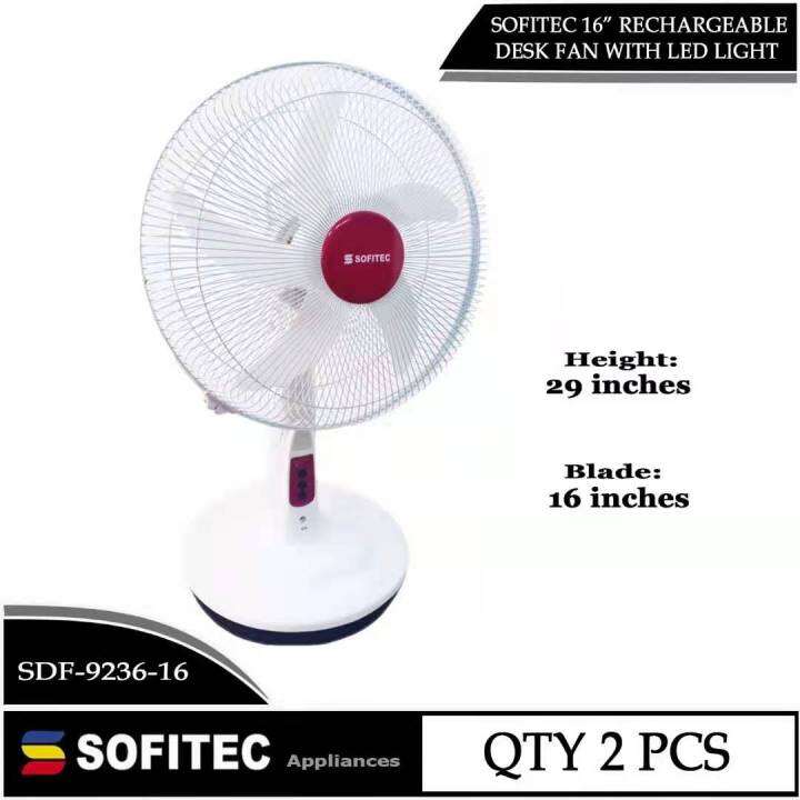 16 Inches Rechargeable Electric Fan Big Desk Fan Big Desk Fan with 4 ...