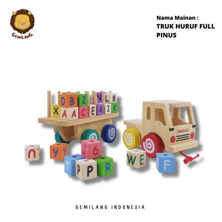 Mainan Edukasi / Mainan Kayu - Truk Huruf | Lazada Indonesia