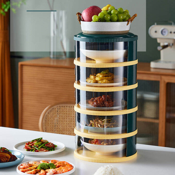 Multi-functional 5 Layer Stackable Food Cover Transparent Heat ...