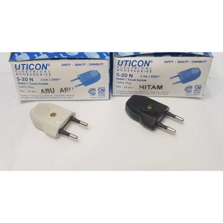 UTICON STEKER BIASA COLOKAN GEPENG UTICON S-20N Abu Putih Hitam ...