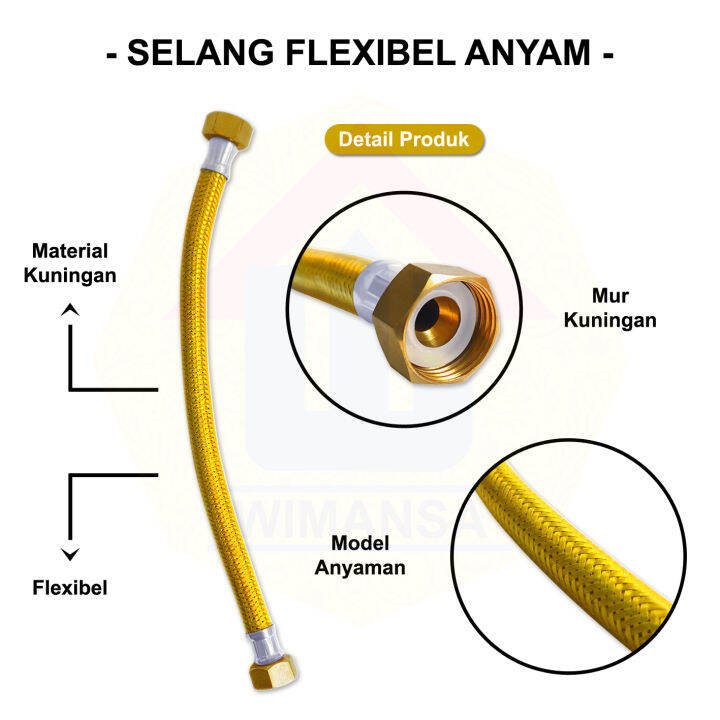 SELANG FLEXIBEL ANYAMAN KUNINGAN - SELANG WASTAFEL | Lazada Indonesia