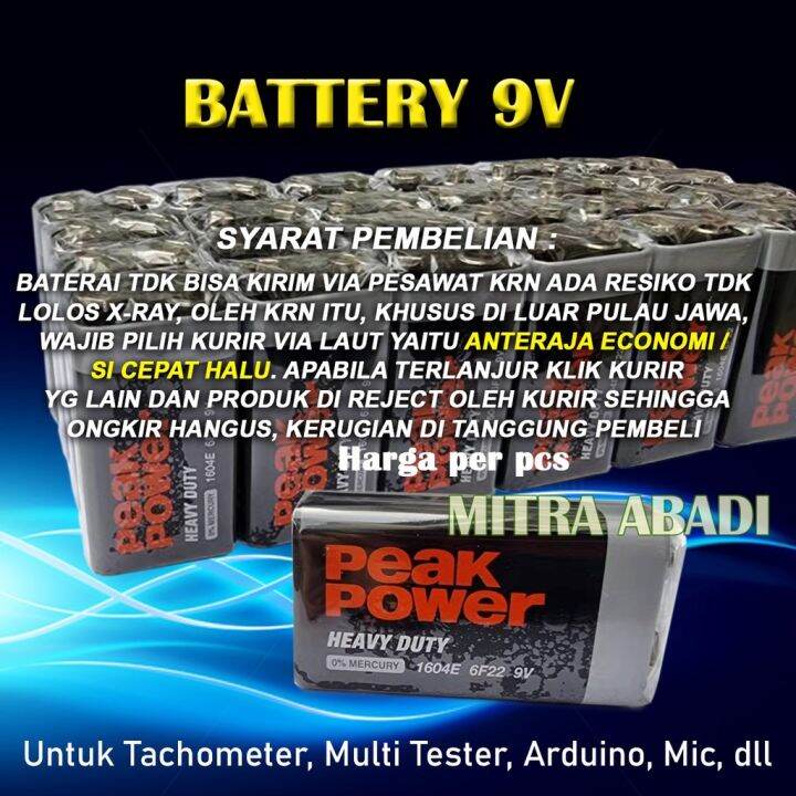 Battery Baterai 9V 6F22 Kotak PEAK POWER HEAVY DUTY | Lazada Indonesia