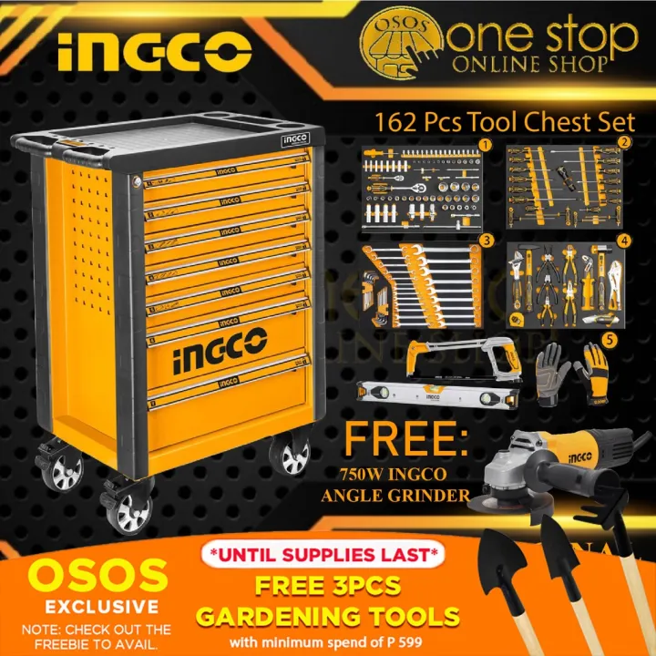Ingco Original Industrial (162pcs Tool Chest Set) Roller Cabinet with ...
