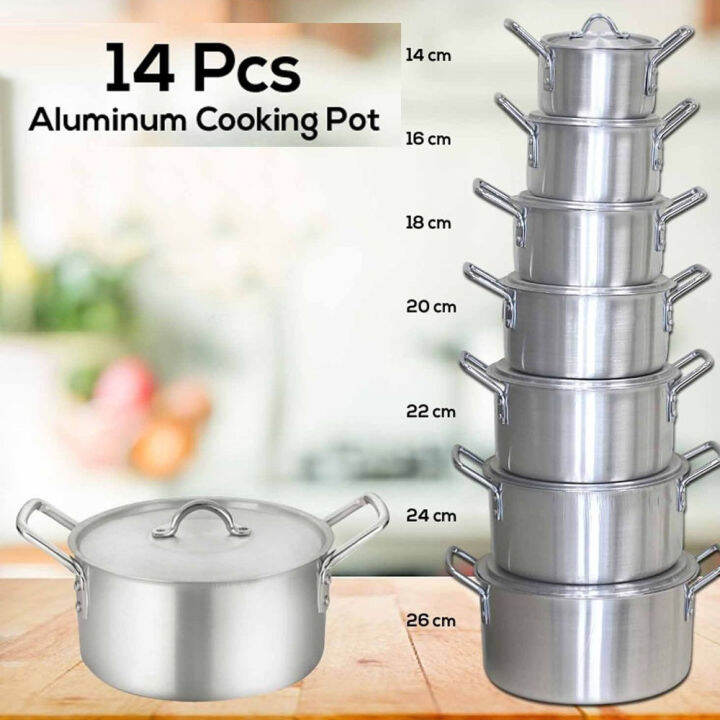 14pcs Aluminum Cooking Pot (14,16,18,20,22,24,26cm) | Lazada PH