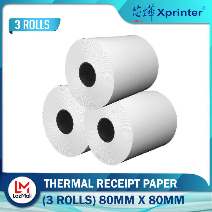 Xprinter 80mm*80mm Thermal Paper Roll 3 in 1 Pack POS for credit card ...
